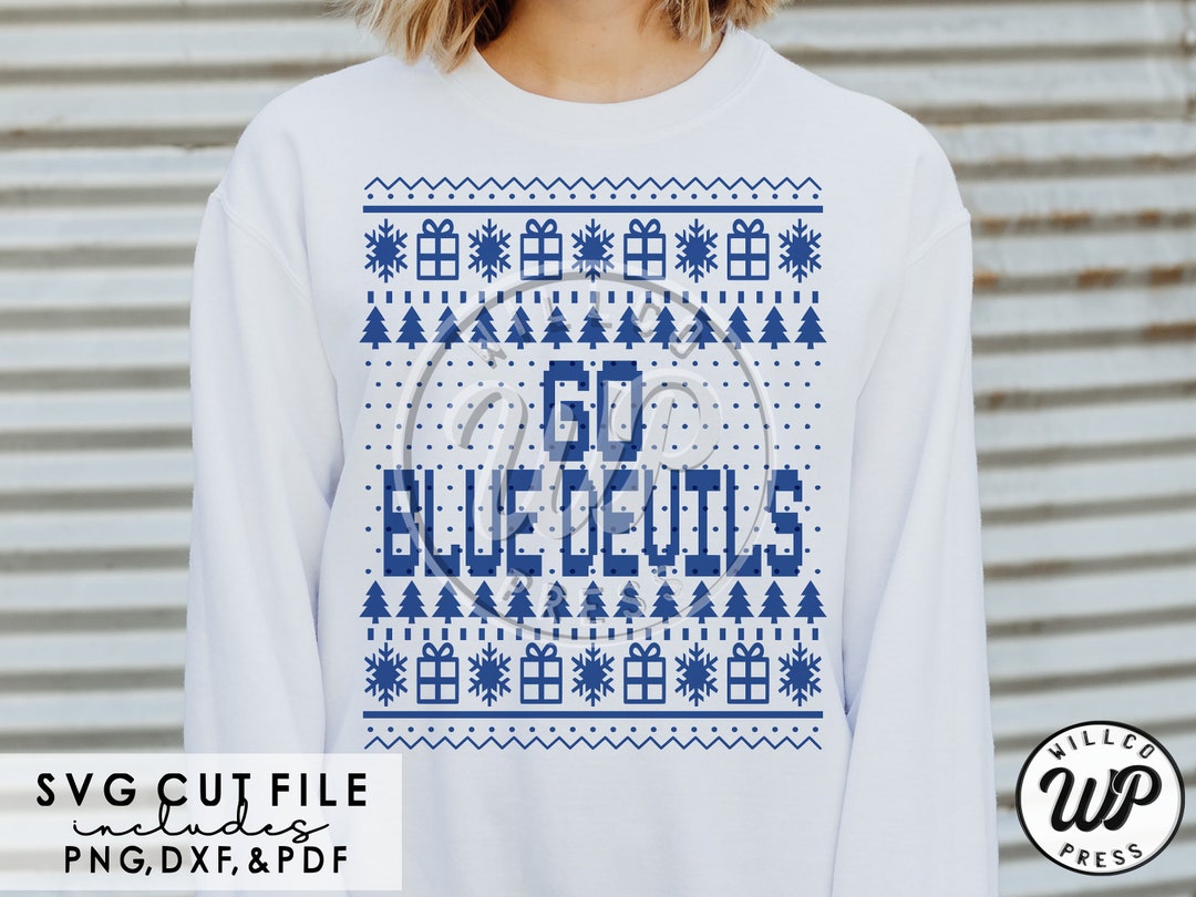 Blue Devils Ugly Sweater, Christmas Svg, Dtf, Sublimination, Dxf for ...