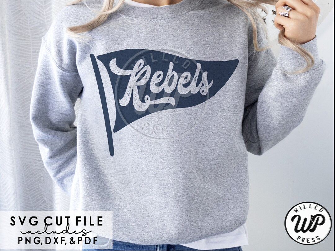 Rebels Pennant Svg, Team Flag Svg, Vintage Football Svg, Digital ...