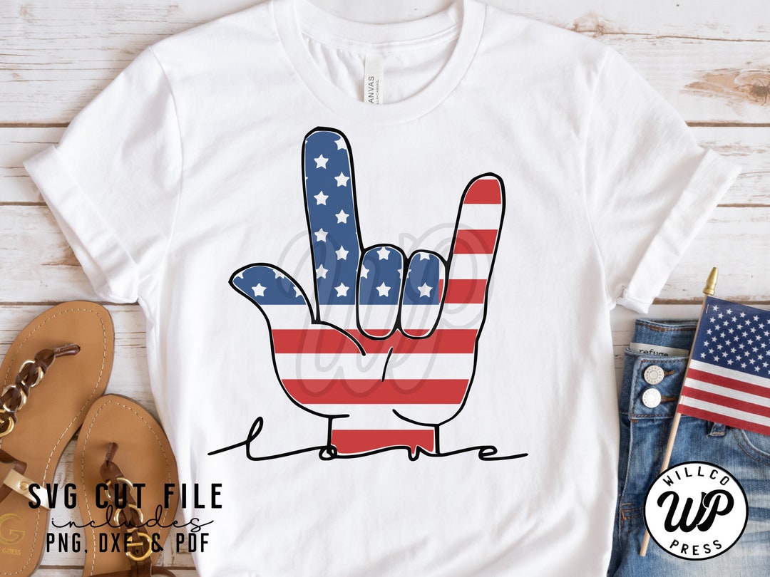 America Svg, American Flag, Love Sign Svg, Png, Dxf, Svg Files for ...