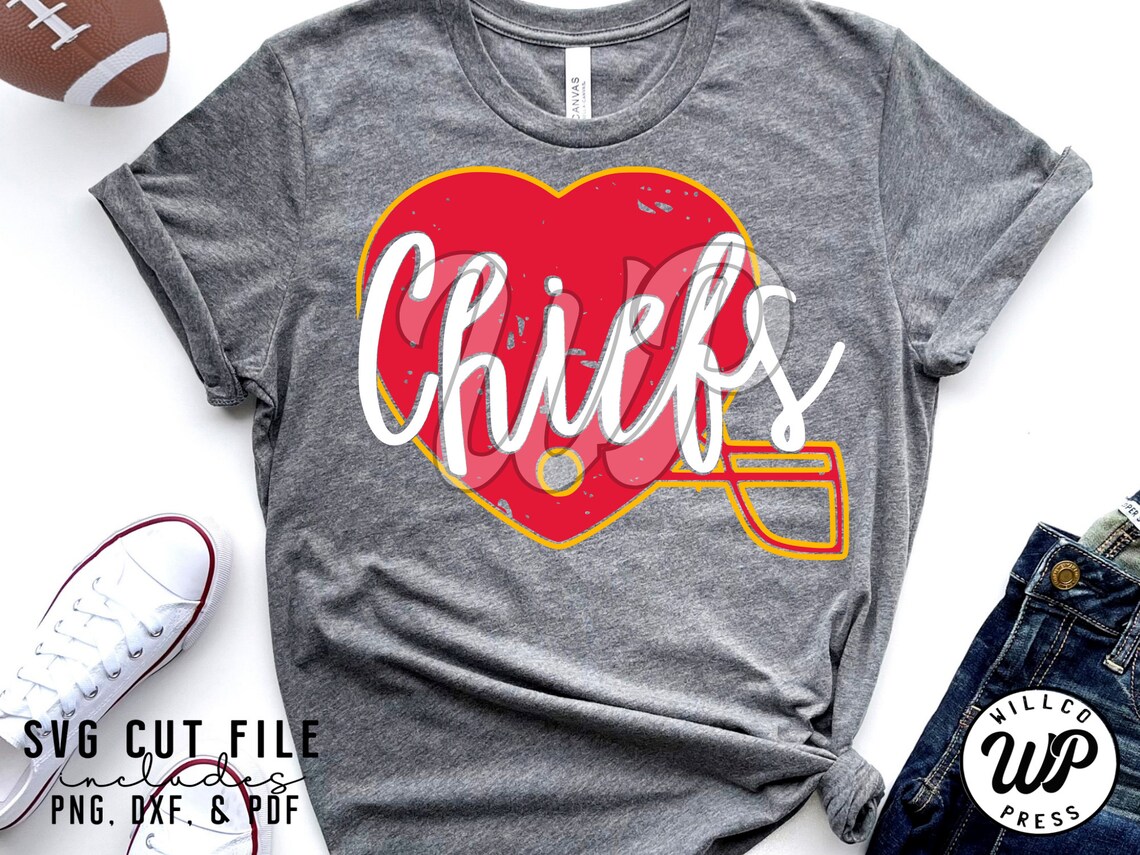 Chiefs Football SVG Files for Cricut Heart Helmet Grunge - Etsy