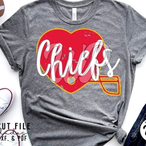 Chiefs Football, SVG Files for Cricut, Heart Helmet, Grunge Distressed ...
