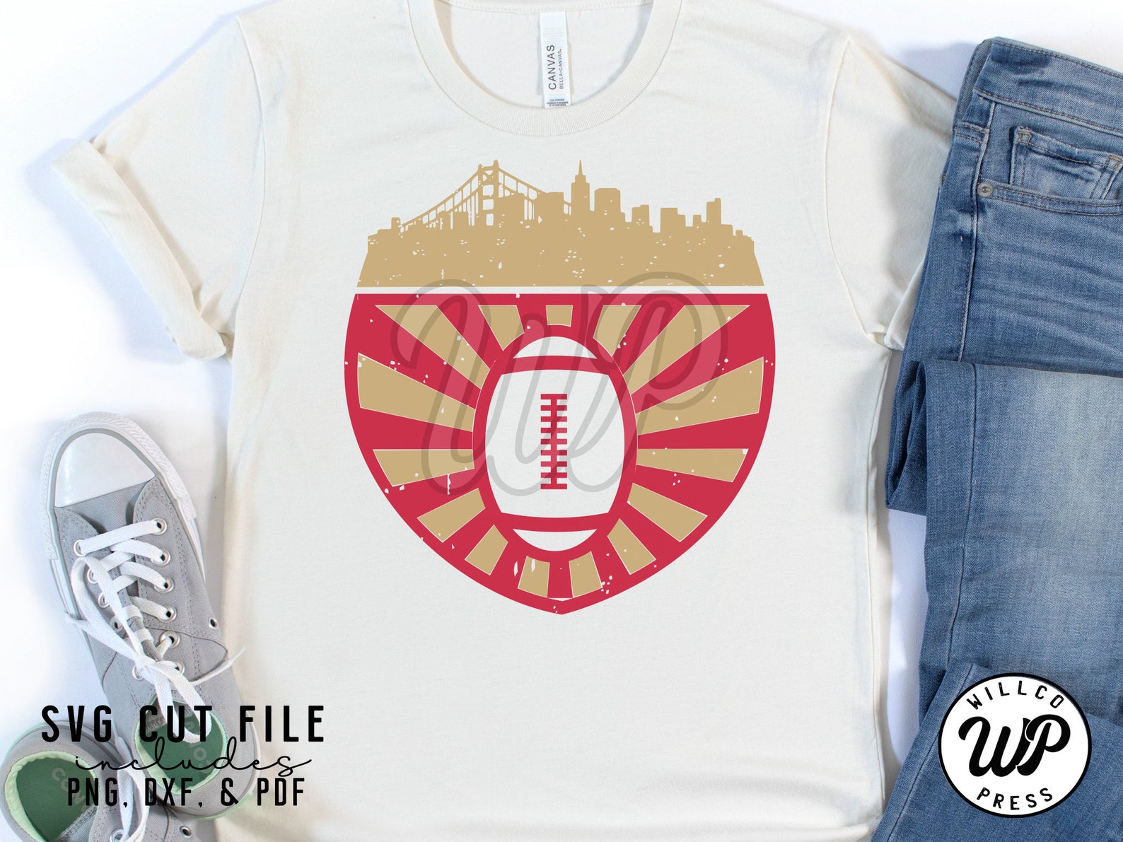 San Francisco Svg Football Svg Grunge Skyline Distressed | Etsy