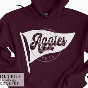 Aggies Pennant Svg, Team Flag Svg, Retro Football Svg, Digital Download ...