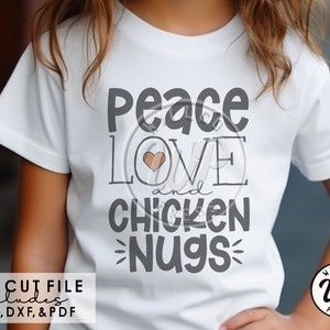 Peace Love Nugs Svg, Chicken Nuggets Svg, Kids, Png, Dxf, Svg Files for ...