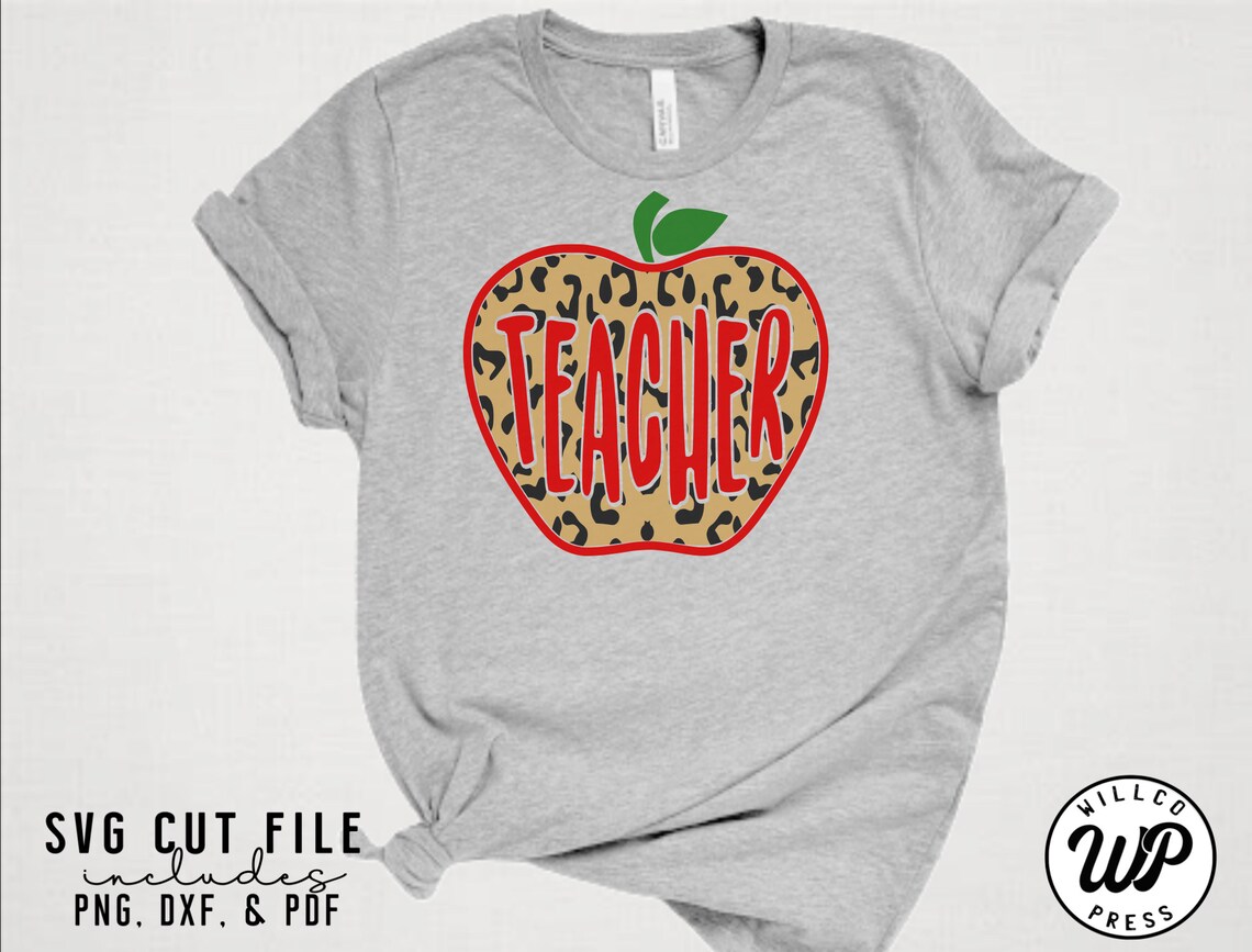 Cheetah Apple Svg Teacher Svg Png Dxf Svgs for Cricut - Etsy