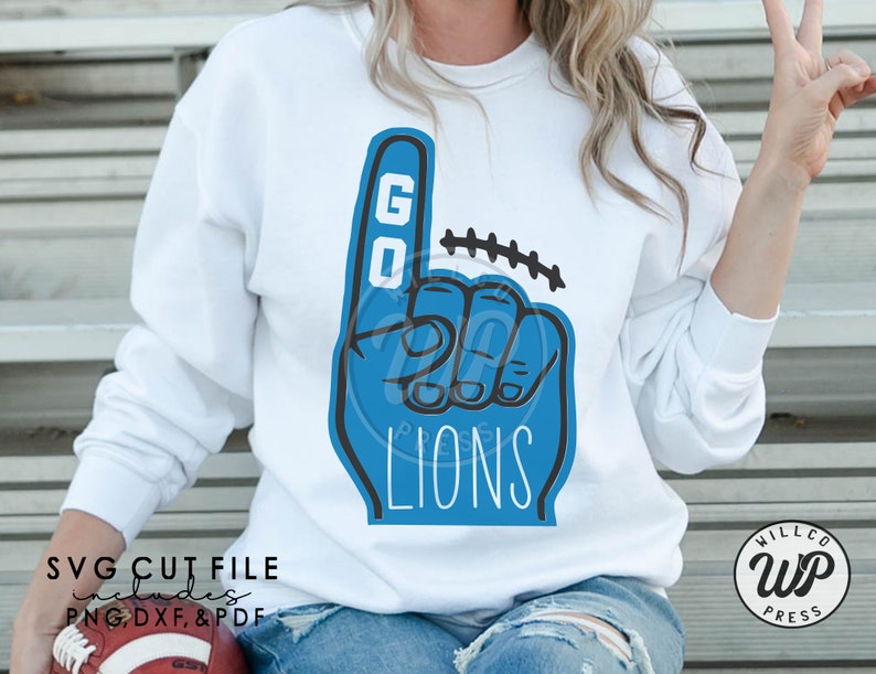 Go Lions Svg Lions Football Fan Foam Finger Dxf Png Svg - Etsy
