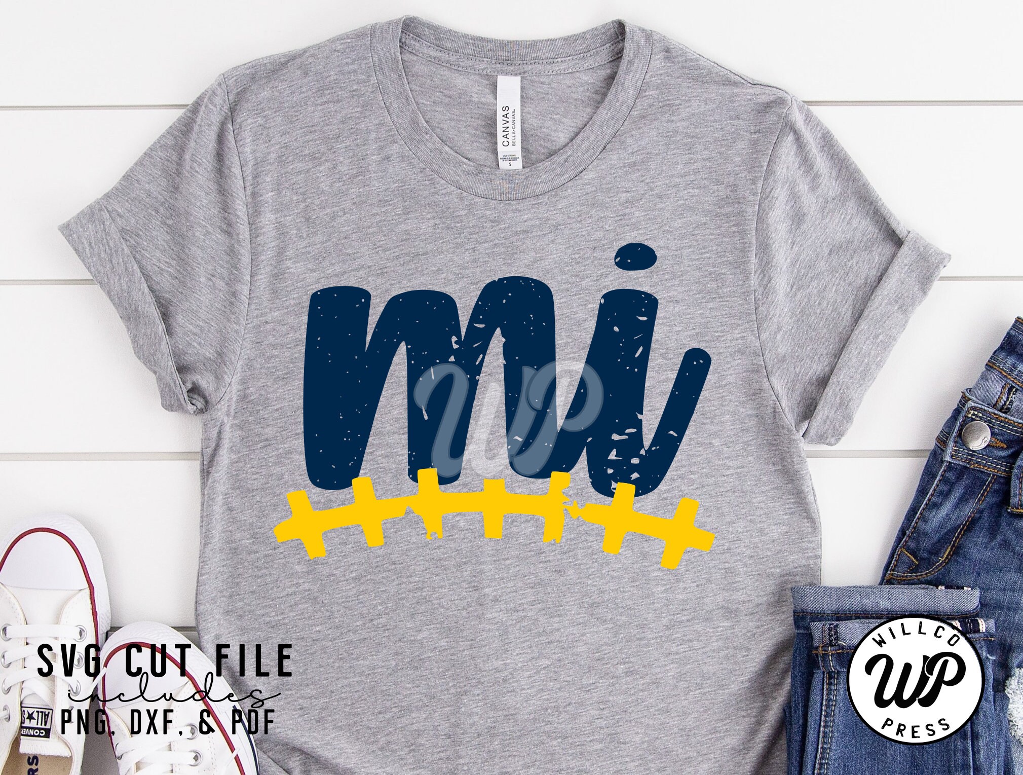 Michigan Football Svg Grunge Distressed State Abbreviation - Etsy