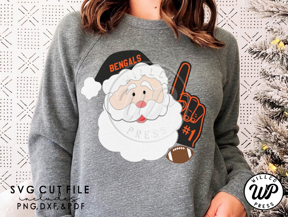 Football Santa Svg, Bengals Svg, Christmas Svgs, Png, Dxf, Pdf ...