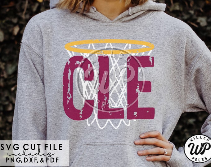 CLE Basketball Svg, Cleveland Svg, Grunge Distressed, Png, Dxf, Svg ...