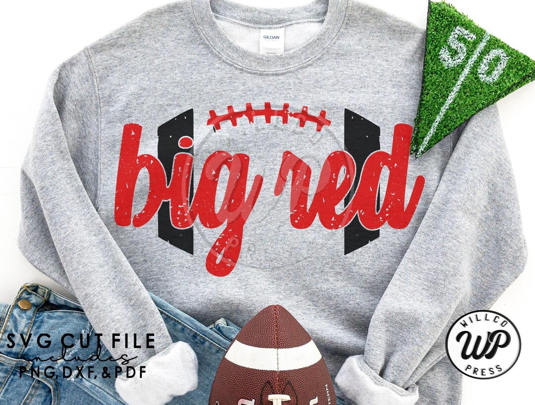 Big Red Football, SVG Files for Cricut, Grunge Distressed, Png, Dxf ...