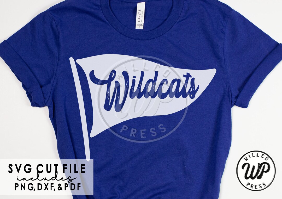 Wildcats Pennant Svg Team Flag Svg Vintage Football Svg - Etsy