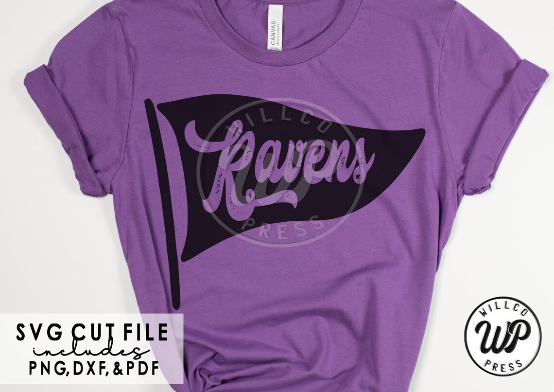 Ravens Pennant Svg, Team Flag Svg, Vintage Football Svg, Digital ...