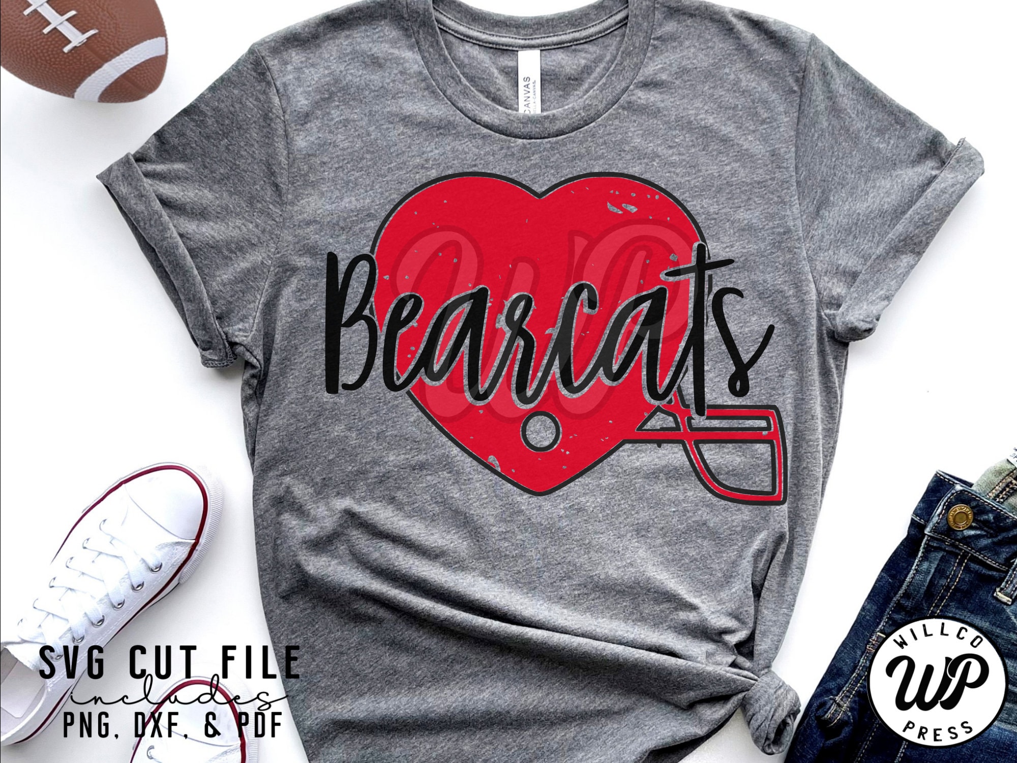 Bearcats Football Svg Heart Helmet Dxf Png Grunge - Etsy