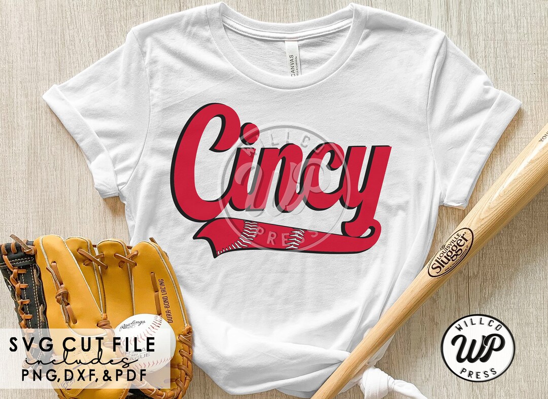 Cincy Retro Baseball, Cincinnati Svg, Png Clipart, Dxf, Svg Files for ...
