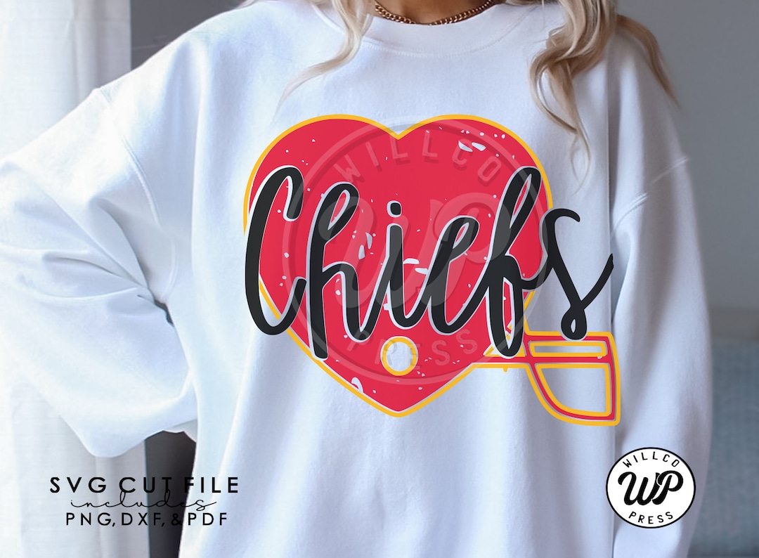 Chiefs Football, SVG Files for Cricut, Heart Helmet, Grunge Distressed ...