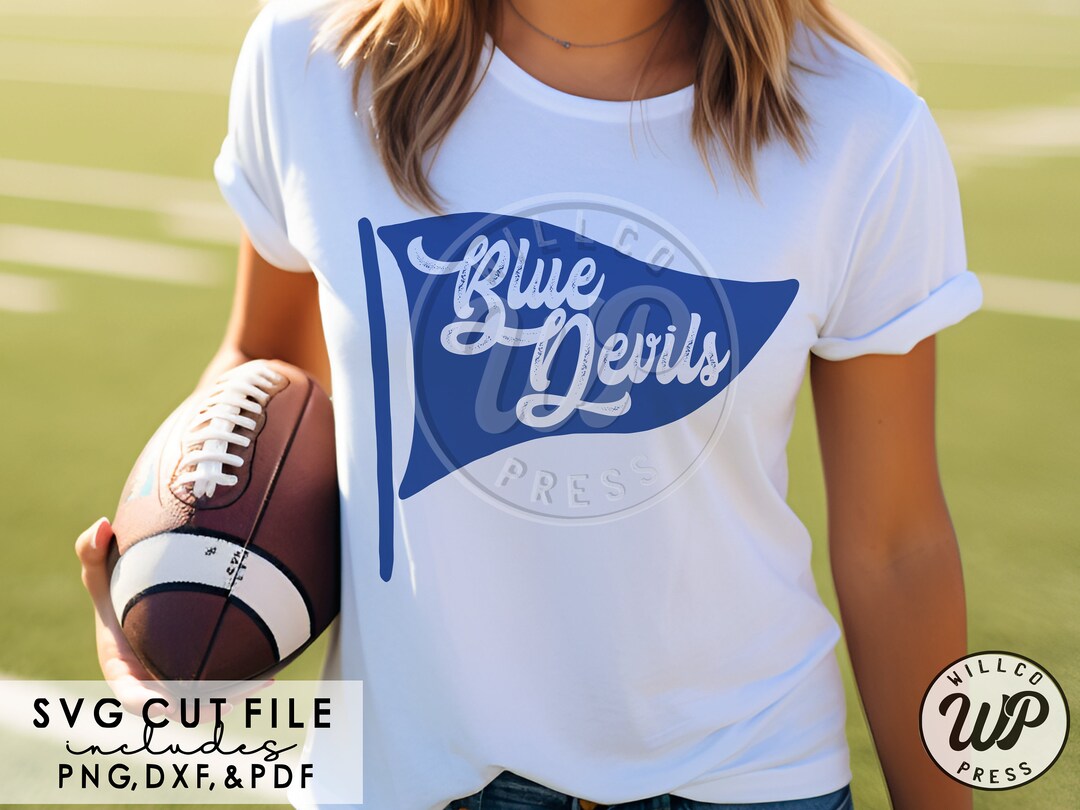 Blue Devils Pennant Svg, Team Flag Svg, Vintage Football Svg, Digital ...