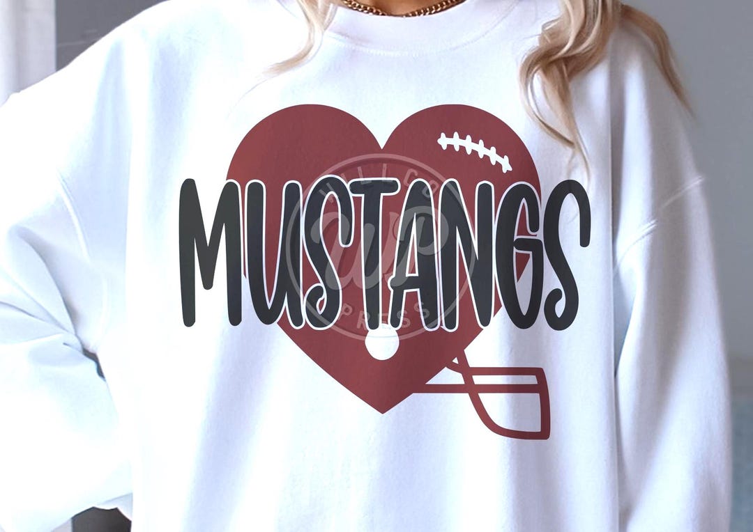 Mustangs Heart Helmet, Mascot Png, Football Svg, Digital Download, Svg ...