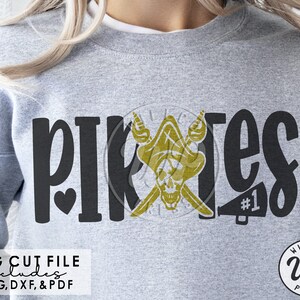 Pirates Mascot Png, Pirates Cheer Svg, Svg Files for Cricut, Dxf, Dtf ...