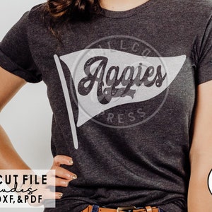 Aggies Pennant Svg, Team Flag Svg, Retro Football Svg, Digital Download ...