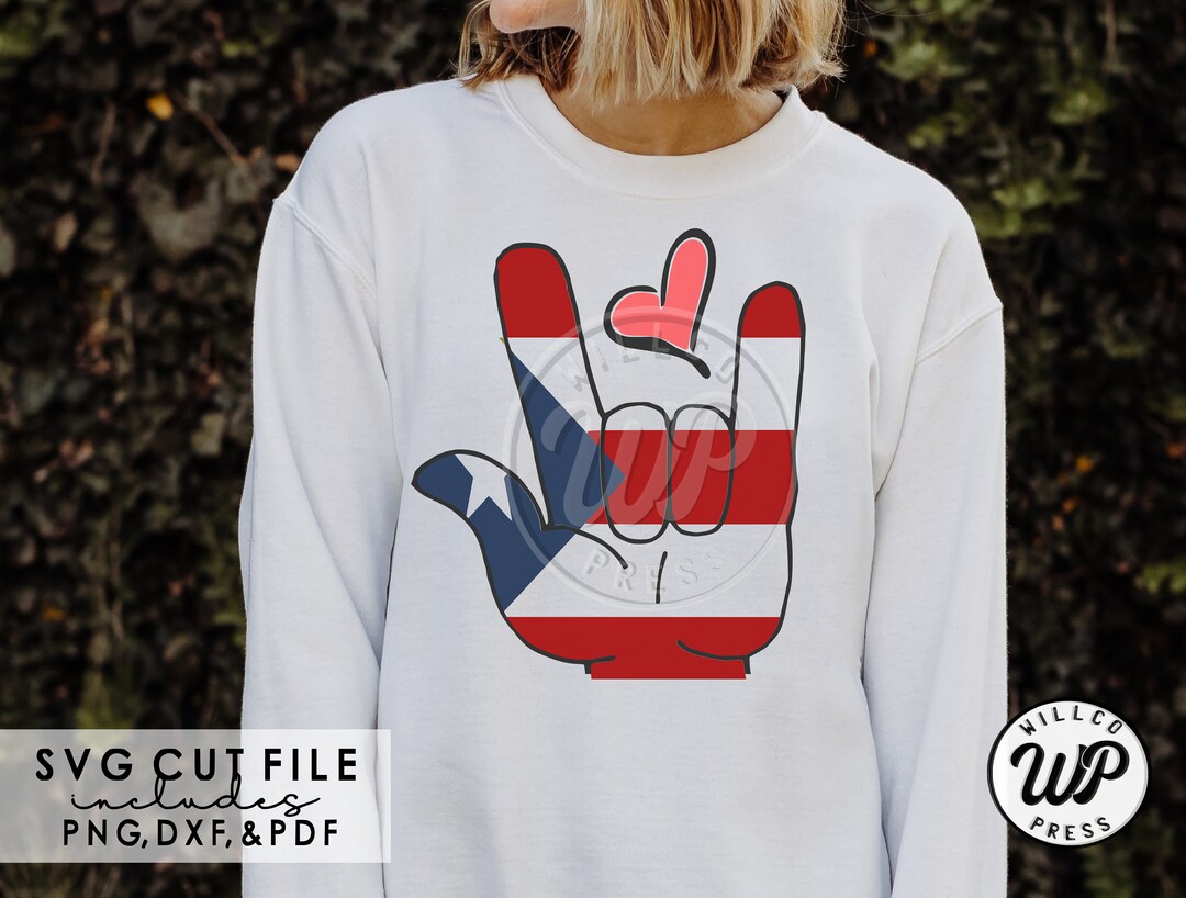 Puerto Rico Love Sign, Puerto Rican Flag Svg, Svg Files for Cricut, Dtf ...
