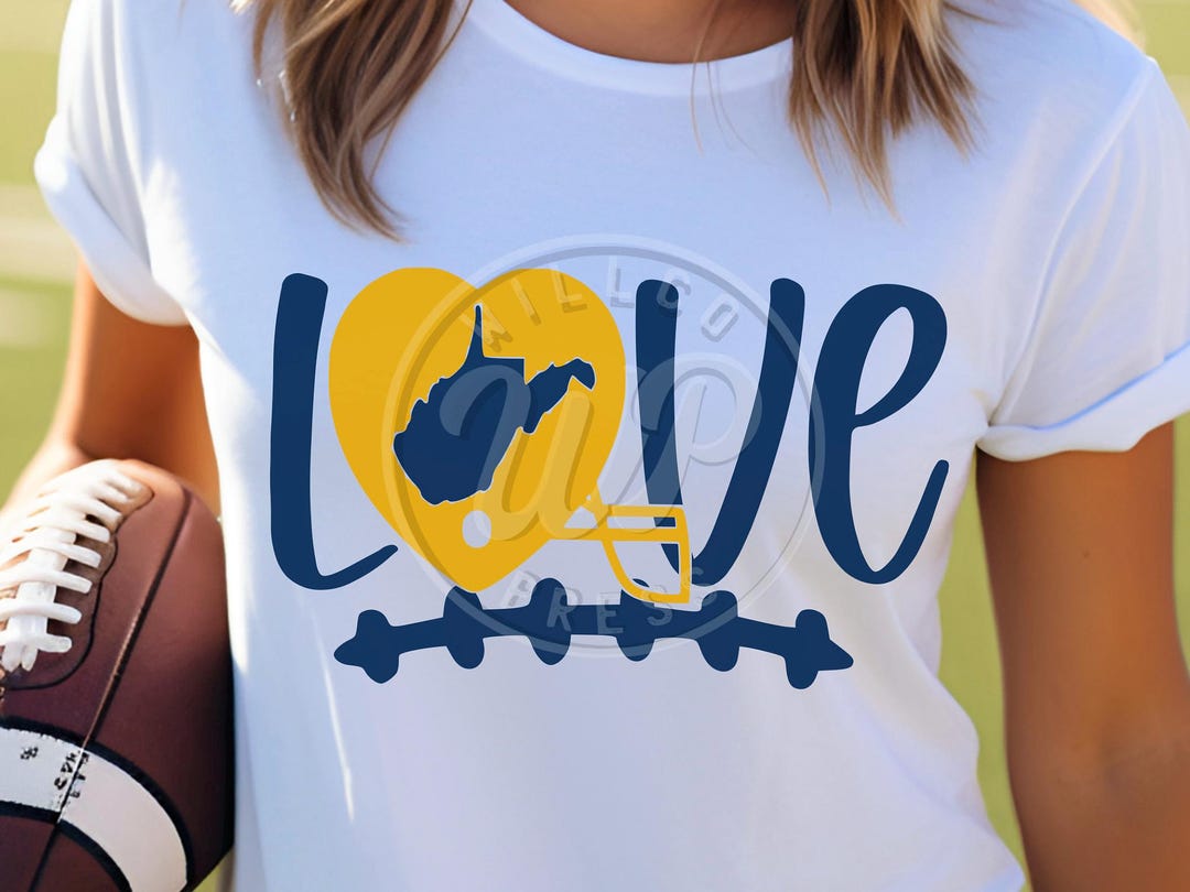Love West Virginia, Football Svg, Heart Helmet Svg, Png, Dxf, Svg Files ...
