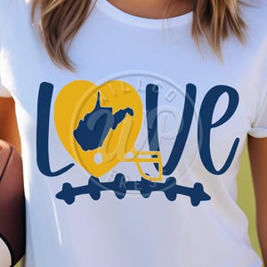 Love West Virginia, Football Svg, Heart Helmet Svg, Png, Dxf, Svg Files ...