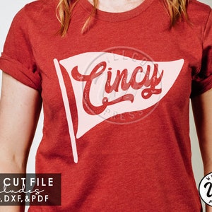 Cincy Pennant Flag, Vintage Baseball Svg, Cincinnati Retro Svg, Football Svg, Digital Download ...