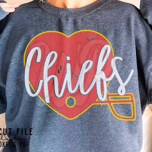 Chiefs Football SVG Files for Cricut Heart Helmet Grunge - Etsy