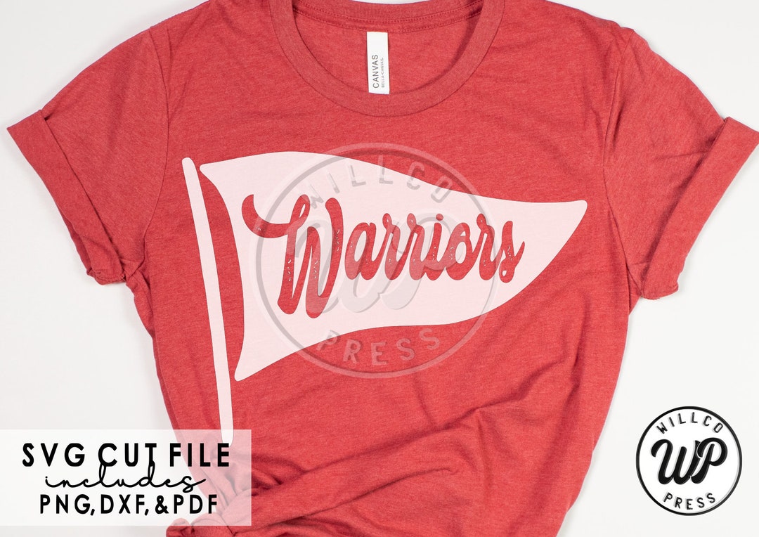 Warriors Pennant Svg, Team Flag Svg, Vintage Football Svg, Digital ...