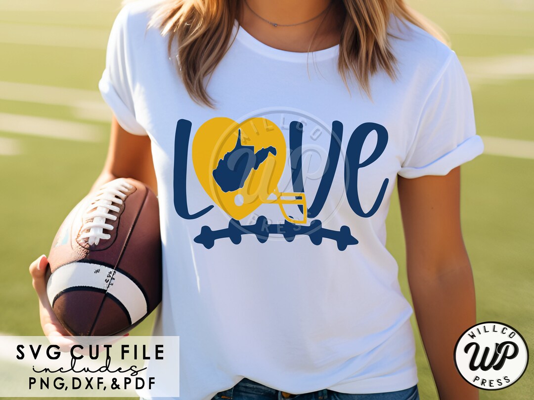 Love West Virginia, Football Svg, Heart Helmet Svg, Png, Dxf, Svg Files ...
