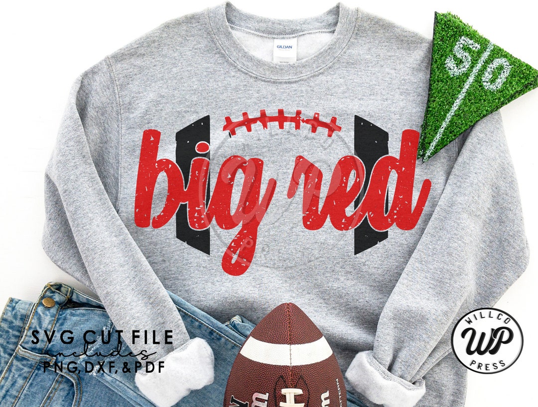 Big Red Football, SVG Files for Cricut, Grunge Distressed, Png, Dxf ...