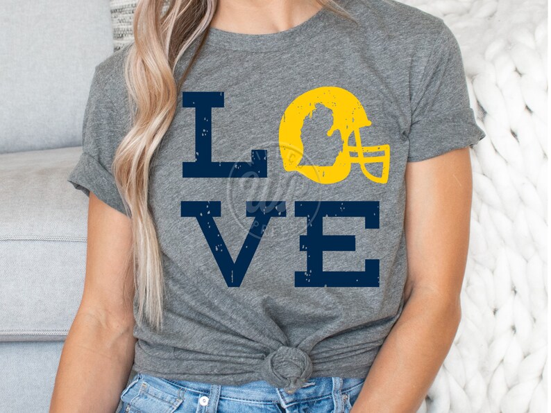 Michigan Football Svg Love Svg Grunge Distressed Png Dxf - Etsy