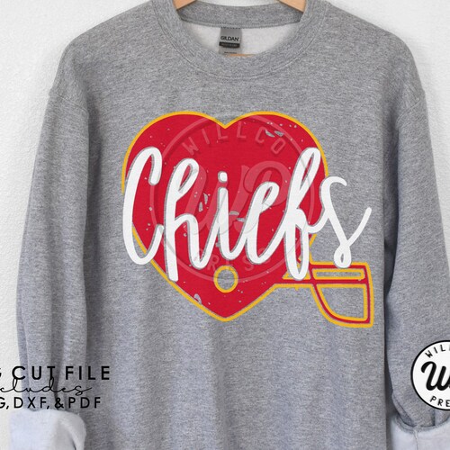 Chiefs Football SVG Files for Cricut Heart Helmet Grunge - Etsy