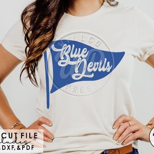 Blue Devils Pennant Svg, Team Flag Svg, Vintage Football Svg, Digital ...