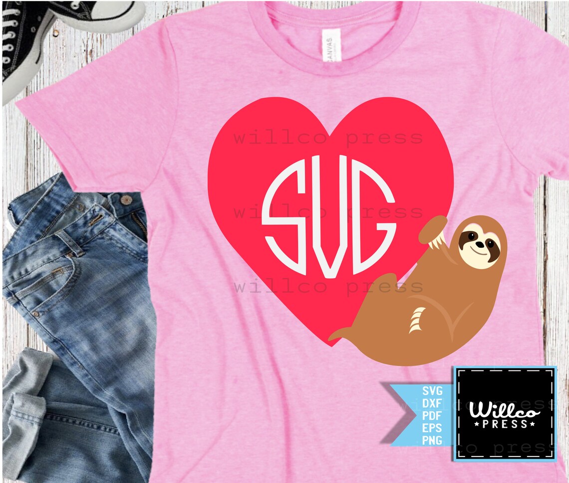 Valentine Svg, Cute Valentine Svg, Sloth Svg, Digital, Instant Download ...