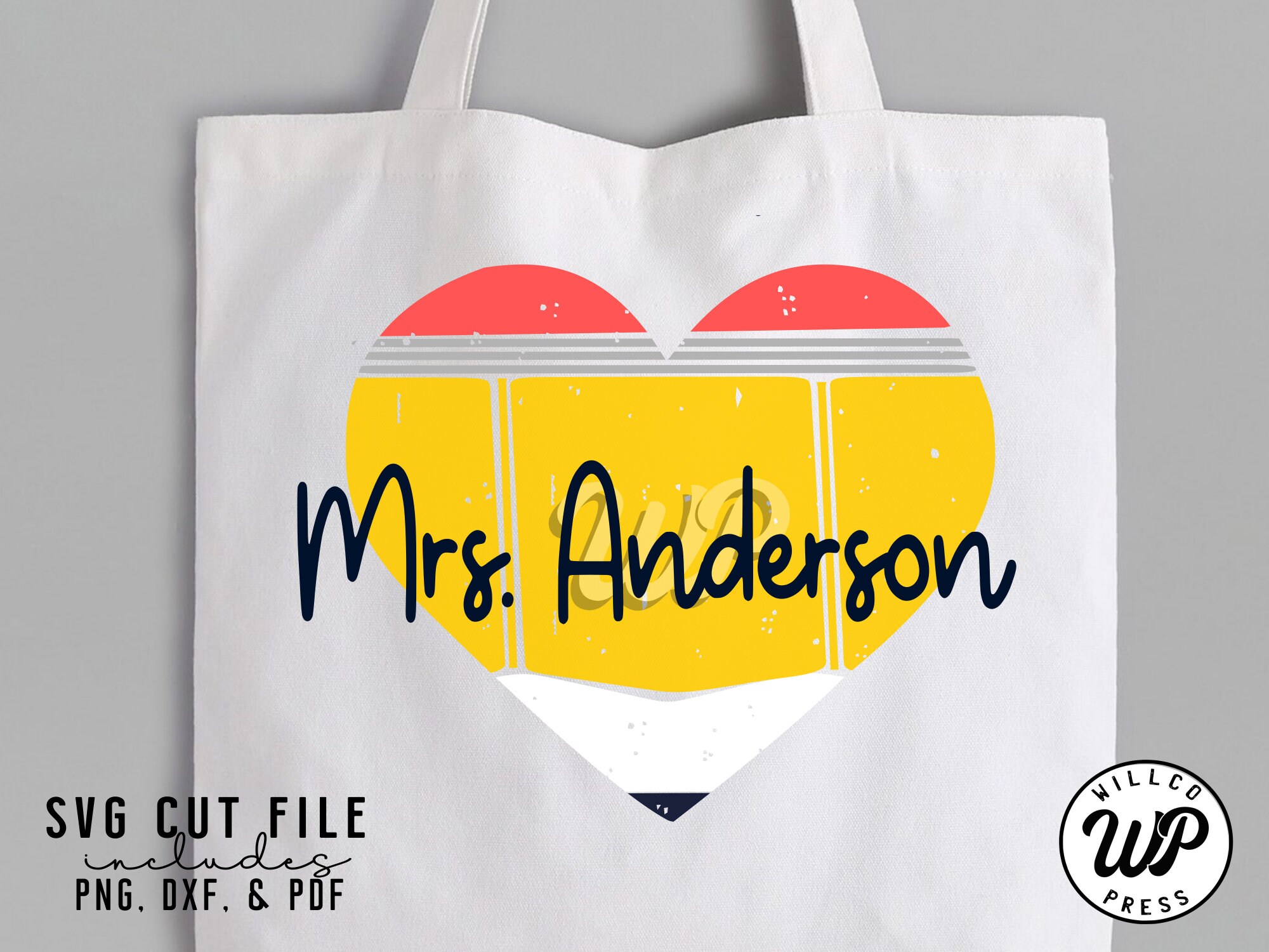 Teacher Svg Pencil Heart Svg Teacher Monogram Svg Png Dxf - Etsy