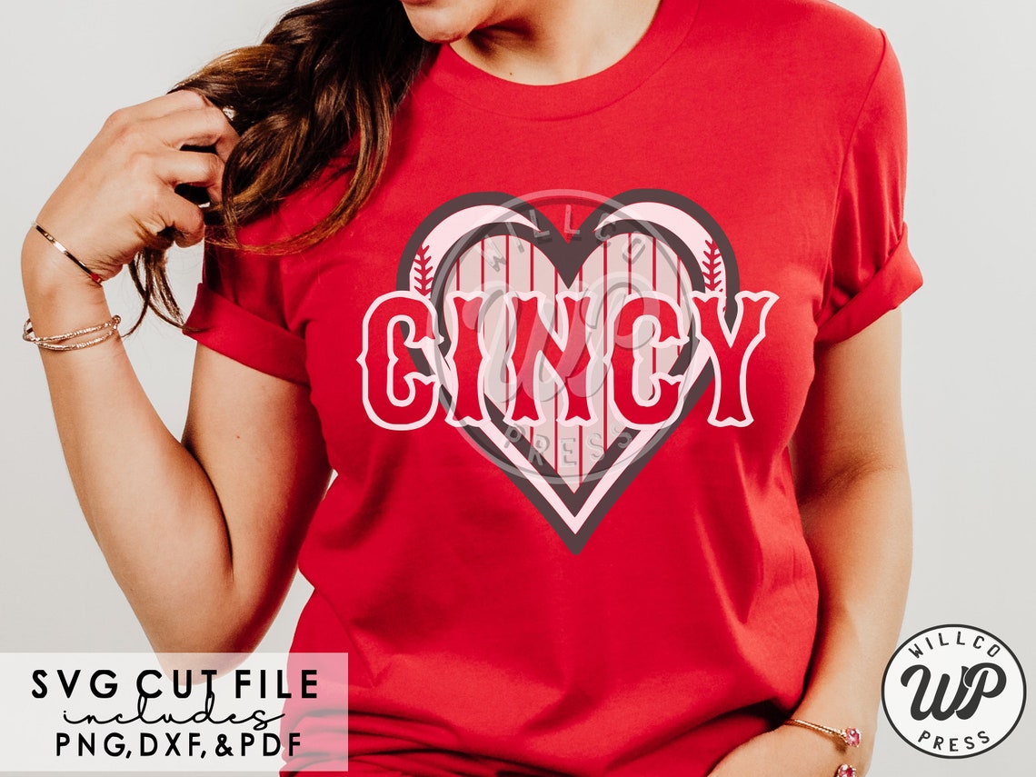 Cincy Baseball, Cincinnati Svg, Pinstripe Heart, Png, Dxf, Svg Files ...