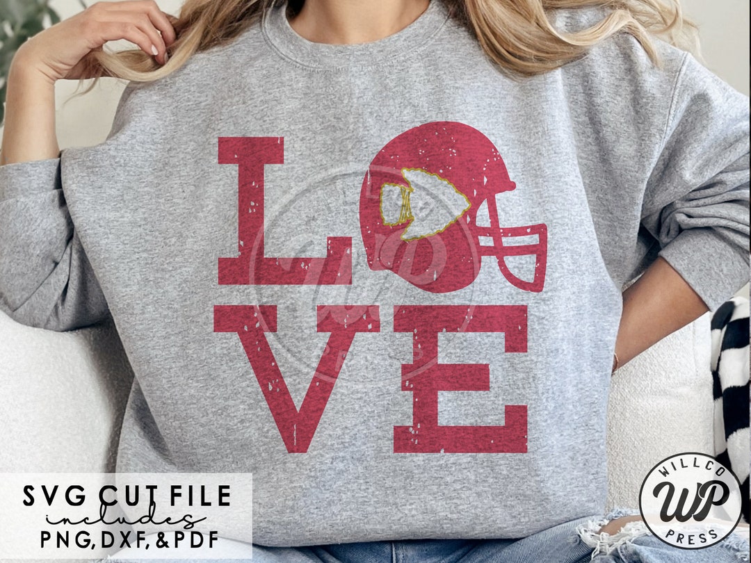 LOVE Chiefs Svg, Football Svg, Grunge Helmet, Mascot Clipart ...