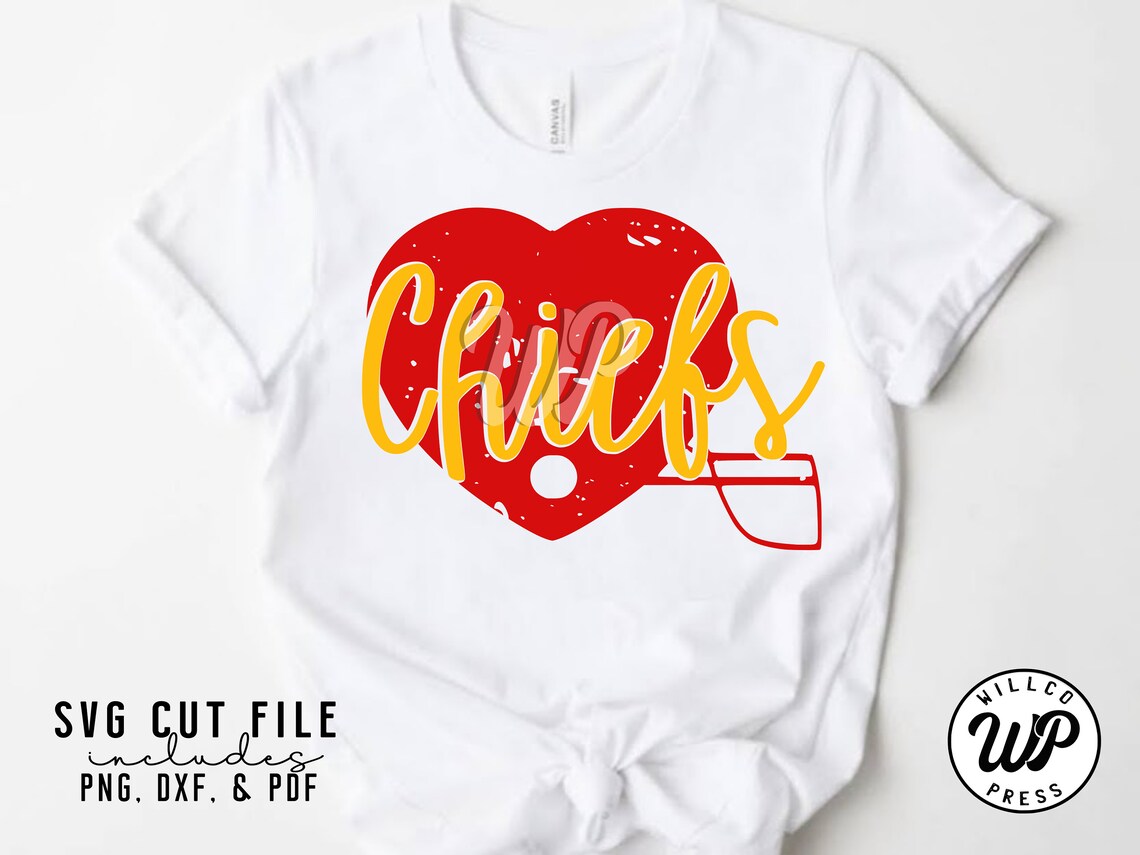Chiefs Football, SVG Files for Cricut, Heart Helmet, Grunge Distressed ...