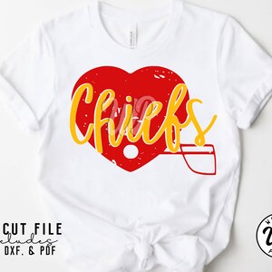 Chiefs Football, SVG Files for Cricut, Heart Helmet, Grunge Distressed ...