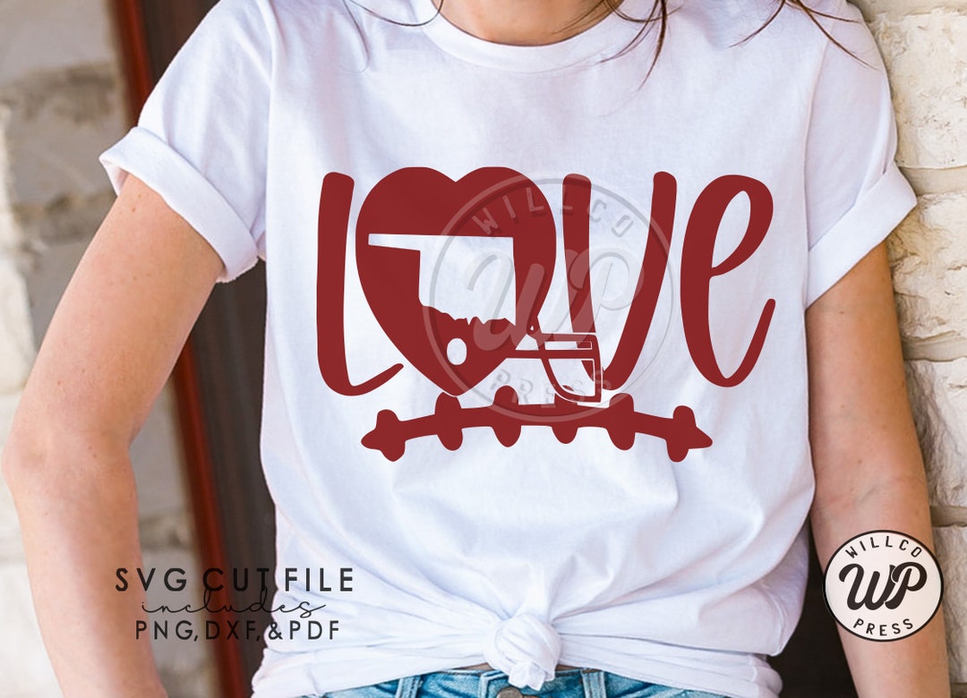 Oklahoma Love Svg Football Svg Heart Helmet Png Dxf Svg - Etsy