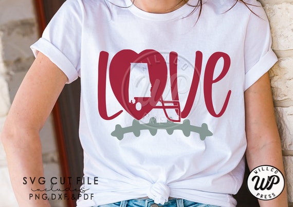 Alabama Love Svg Football Svg Heart Helmet Png Dxf Svg - Etsy