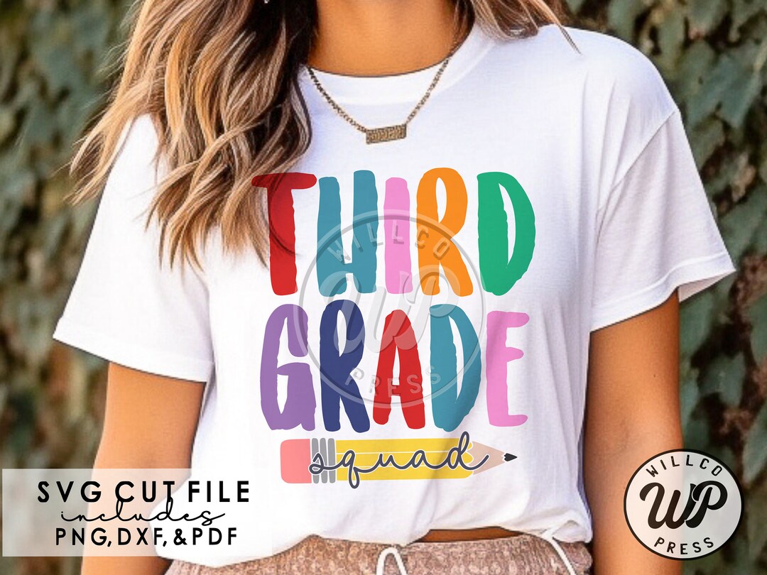 Third Grade Squad, 3rd Grade Teacher, Png Clipart, Dtf Image, Svg Files ...