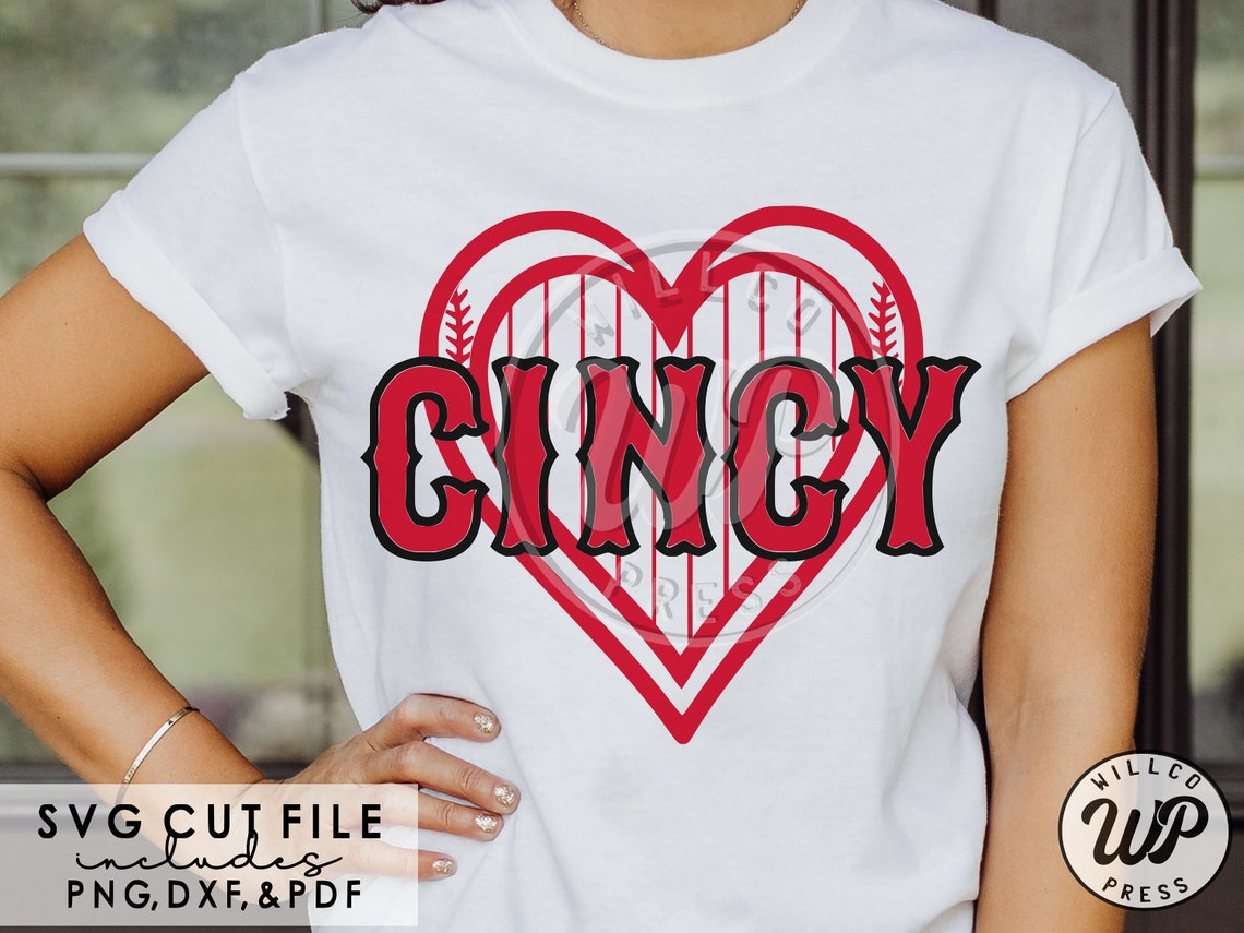 Cincy Baseball, Cincinnati Svg, Pinstripe Heart, Png, Dxf, Svg Files ...