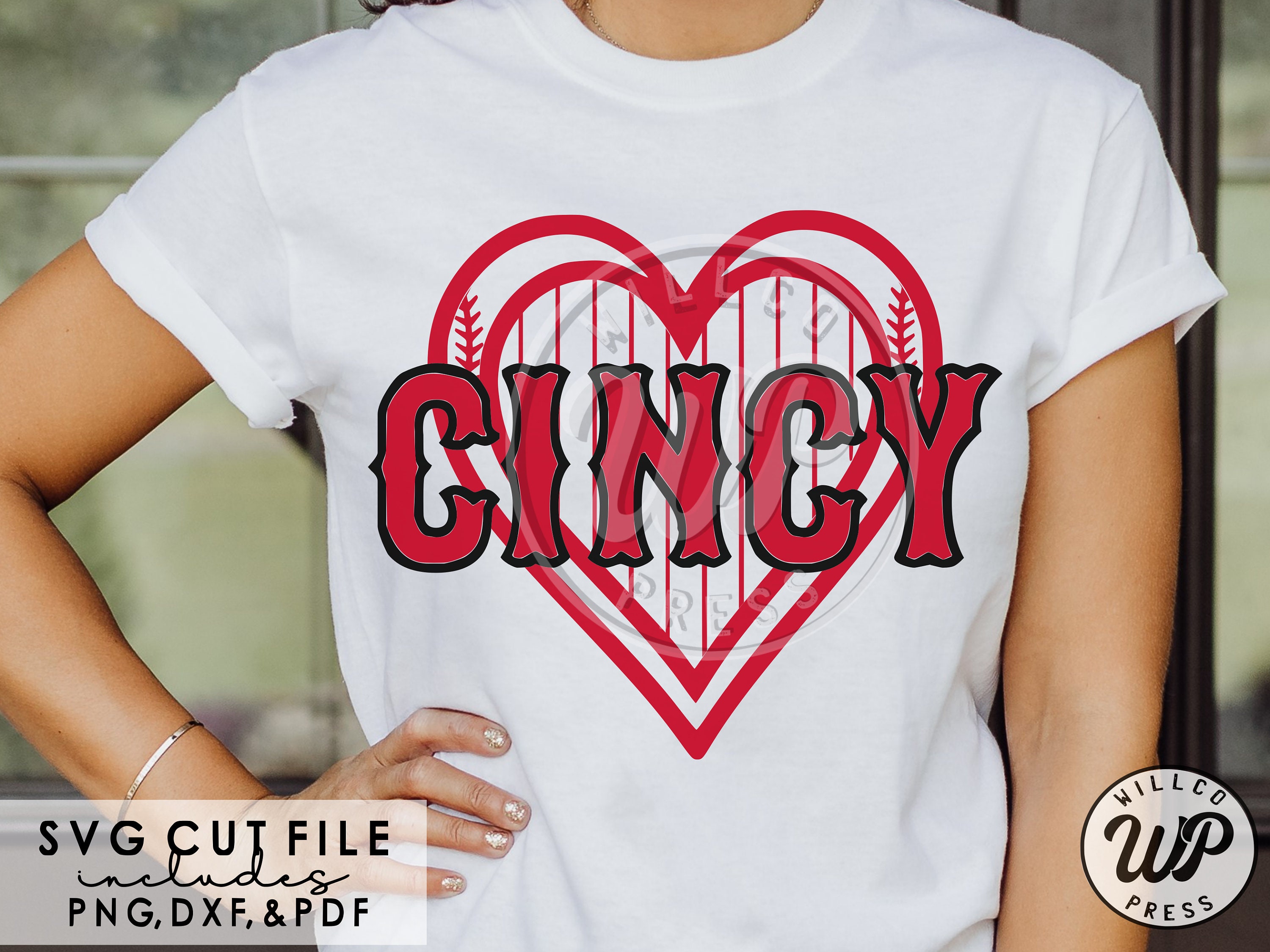 Cincy Baseball, Cincinnati Svg, Pinstripe Heart, Png, Dxf, Svg Files ...