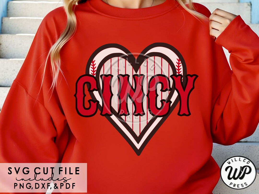 Cincy Baseball, Cincinnati Svg, Pinstripe Heart, Png, Dxf, Svg Files ...
