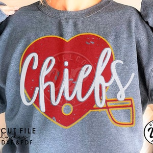Chiefs Football, SVG Files for Cricut, Heart Helmet, Grunge Distressed ...