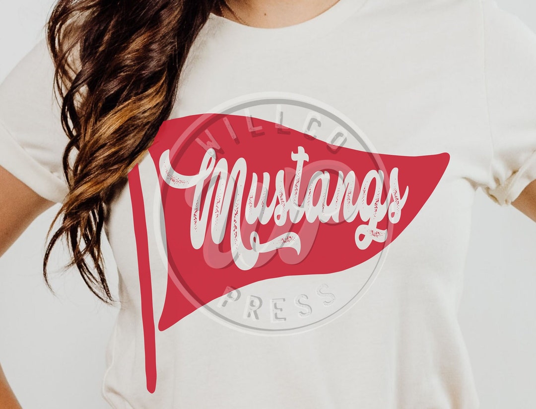 Mustangs Pennant Svg, Team Flag Svg, Vintage Football Svg, Digital ...