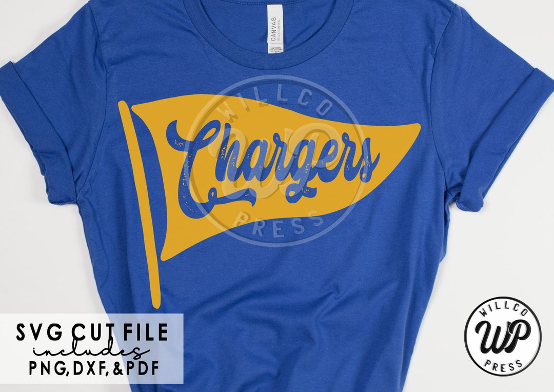 Chargers Pennant Svg, Team Flag Svg, Vintage Football Svg, Digital ...