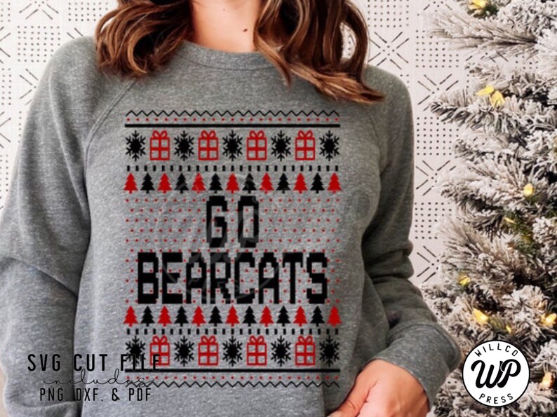 Bearcats Christmas Svg, Ugly Sweater Svg, Football Team, Basketball ...